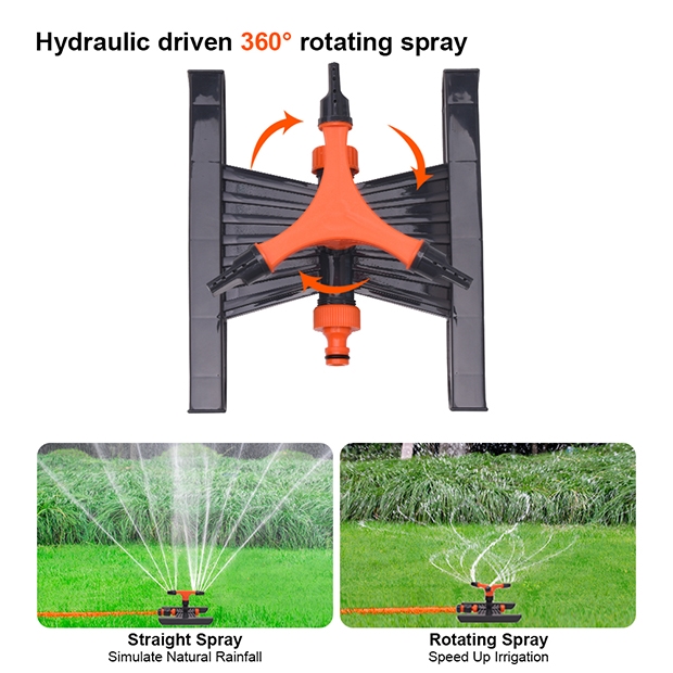 3 Arm Rotary 360 Irrigation Sprinkler Efficient Watering Solution
