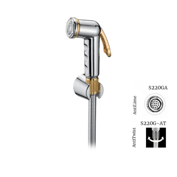 EURODOCCIA Gold Chrome Shattaf Kit – 5-Year Italian - Damam Hardware